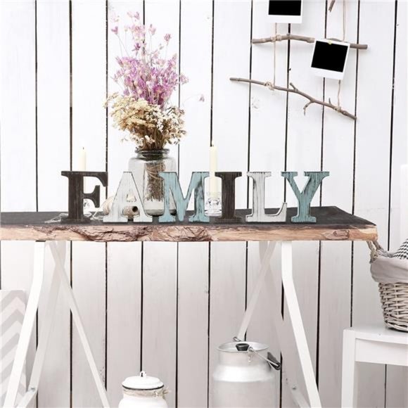 Accents | Rustic Freestanding Multicolor Wood Block Style Cutout ...
